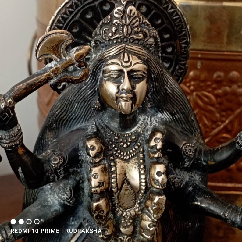 Kali Statue, 25 Cm Antique Finish Brass Goddess Kali Statue, Parvati, Kalika, Kali Shiva Idol ...