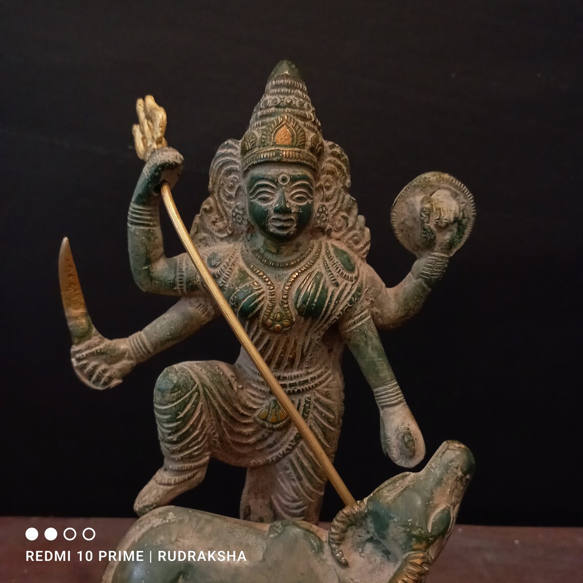 Four-armed Mahishasuramardini Goddess Durga - Brass Statue Activated ...