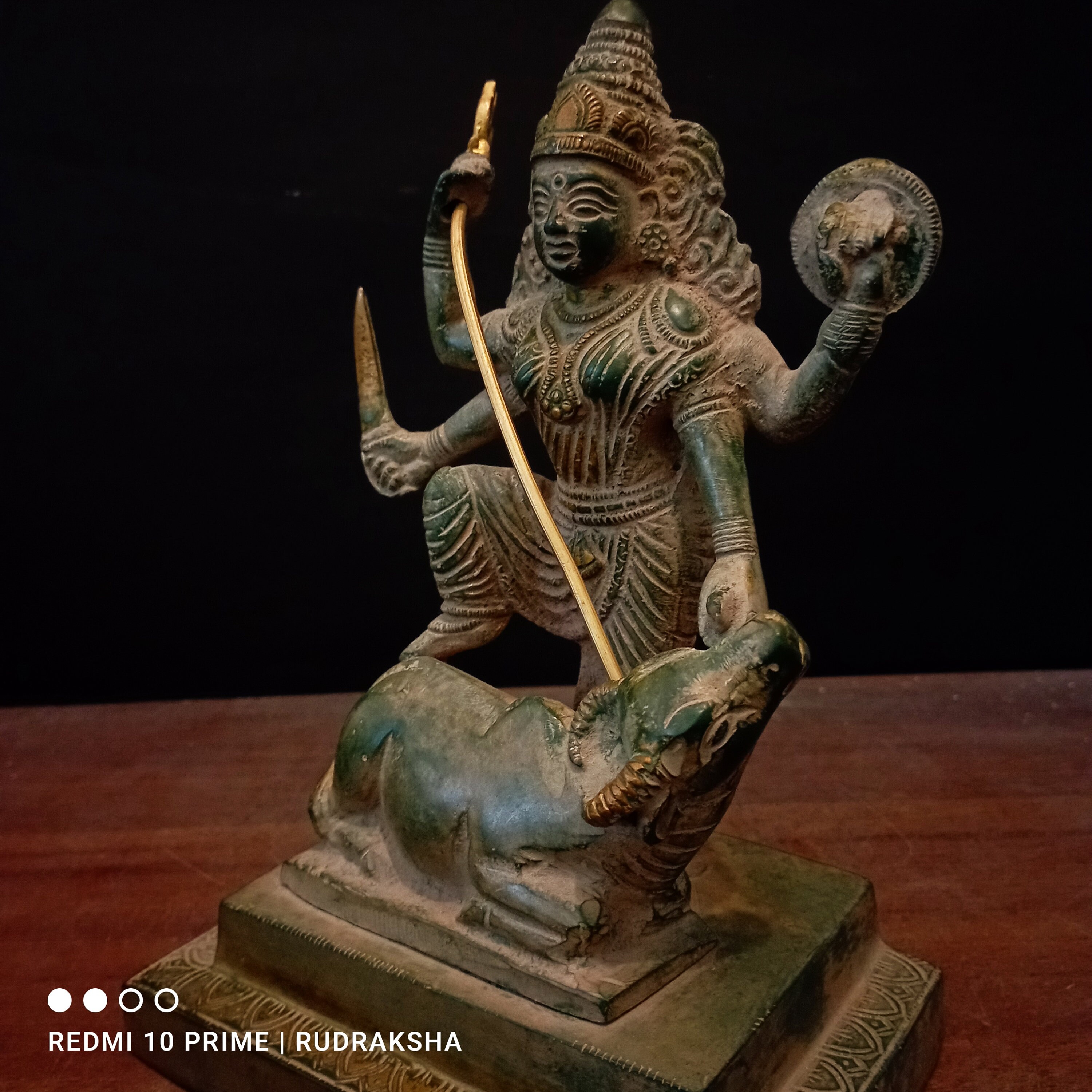 Four-armed Mahishasuramardini Goddess Durga - Brass Statue Activated ...