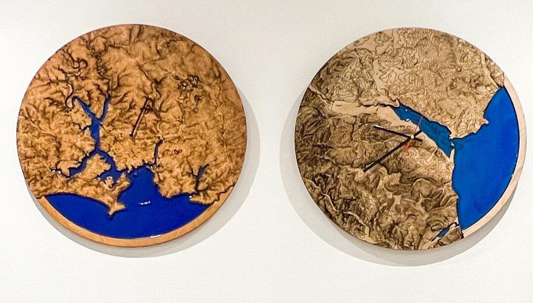 River Exe Elevation Tide / Clock Resin Art and Laser Engraved Contour ...