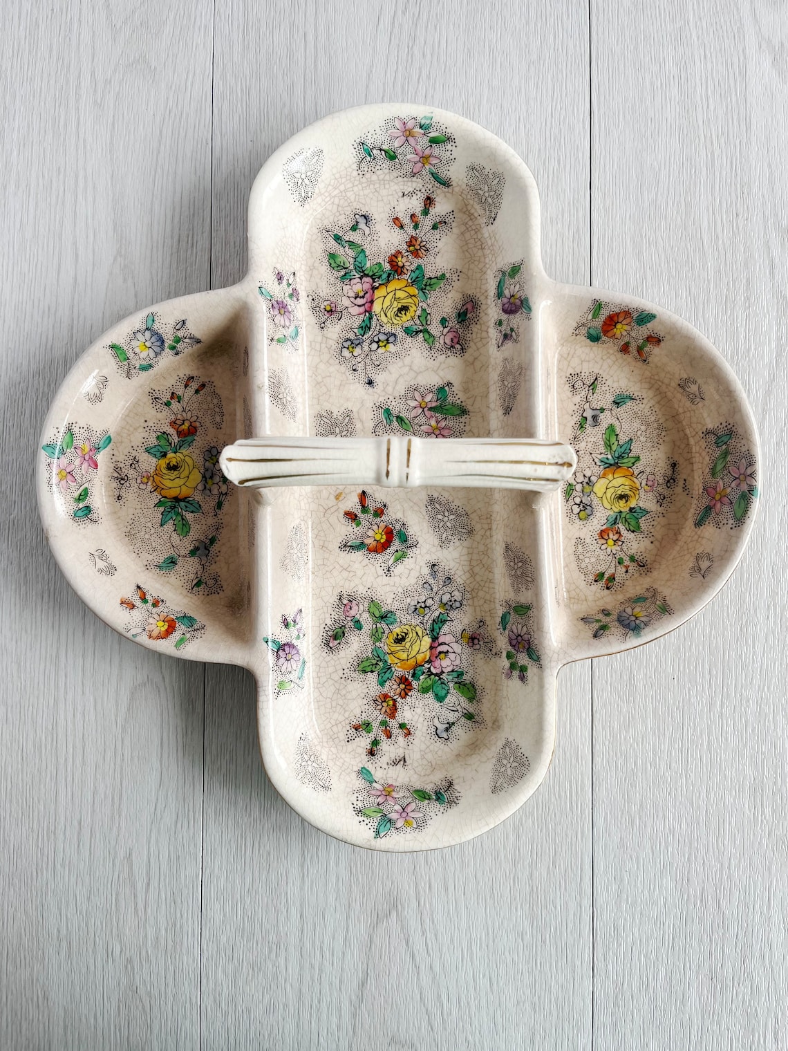 Vintage Hand-painted Serving Handled Serving Dish - Etsy