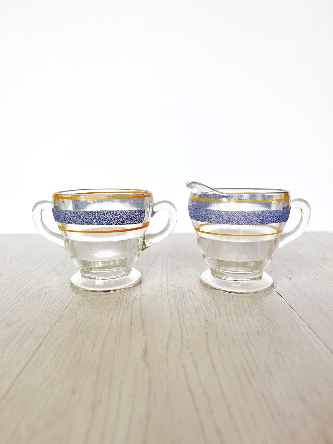 Vintage Kent Glass Cream & Sugar Vintage Glass Vintage Kitchen - Etsy