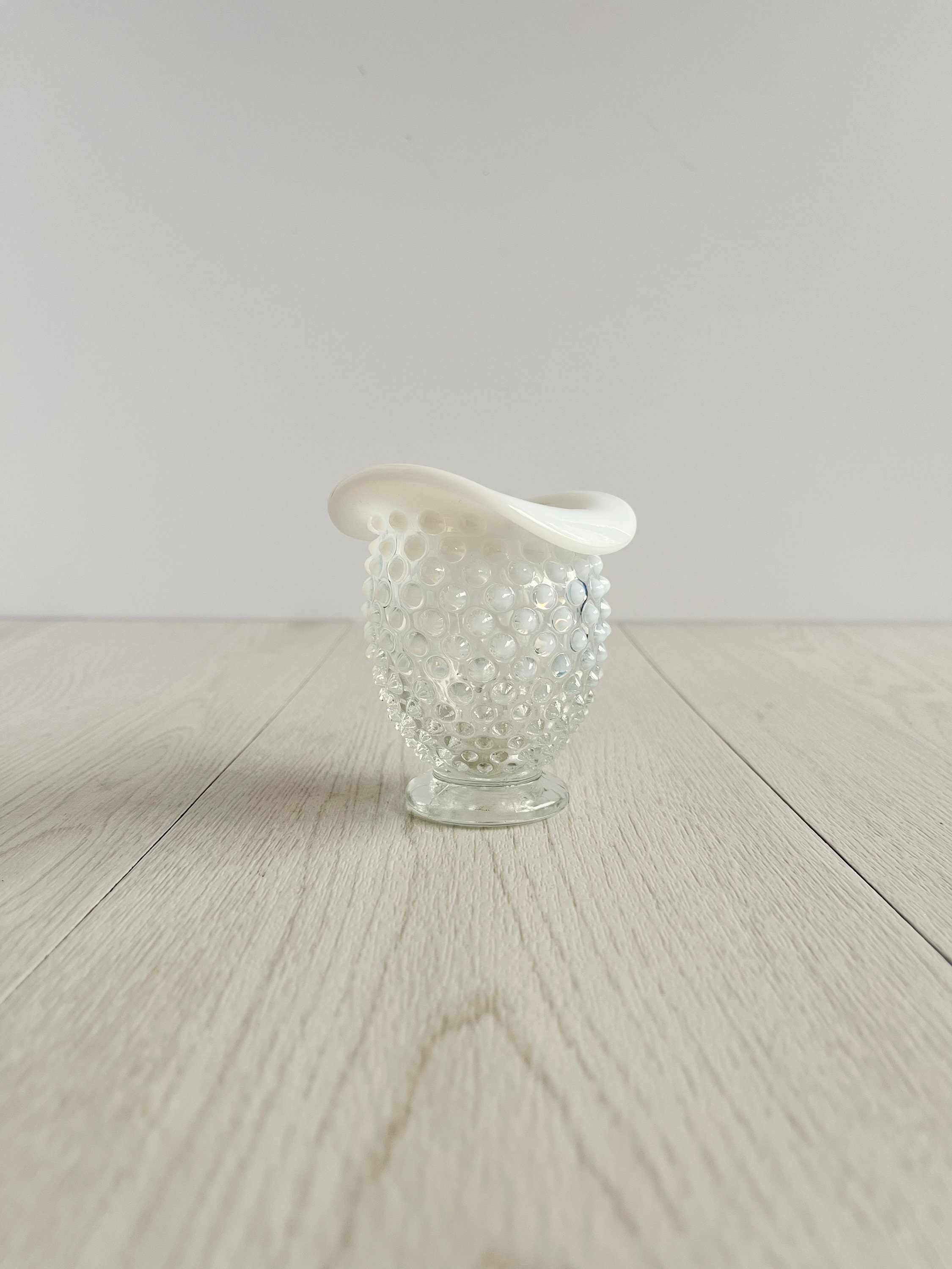 1950's White Clear Fenton Hobnail Glass Miniature Vase - Etsy