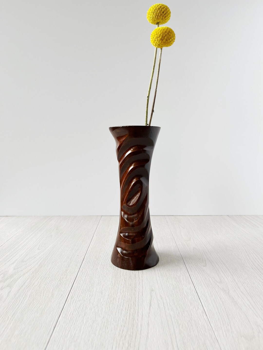Vintage Mango Wood Vase Wood Flower Vase - Etsy