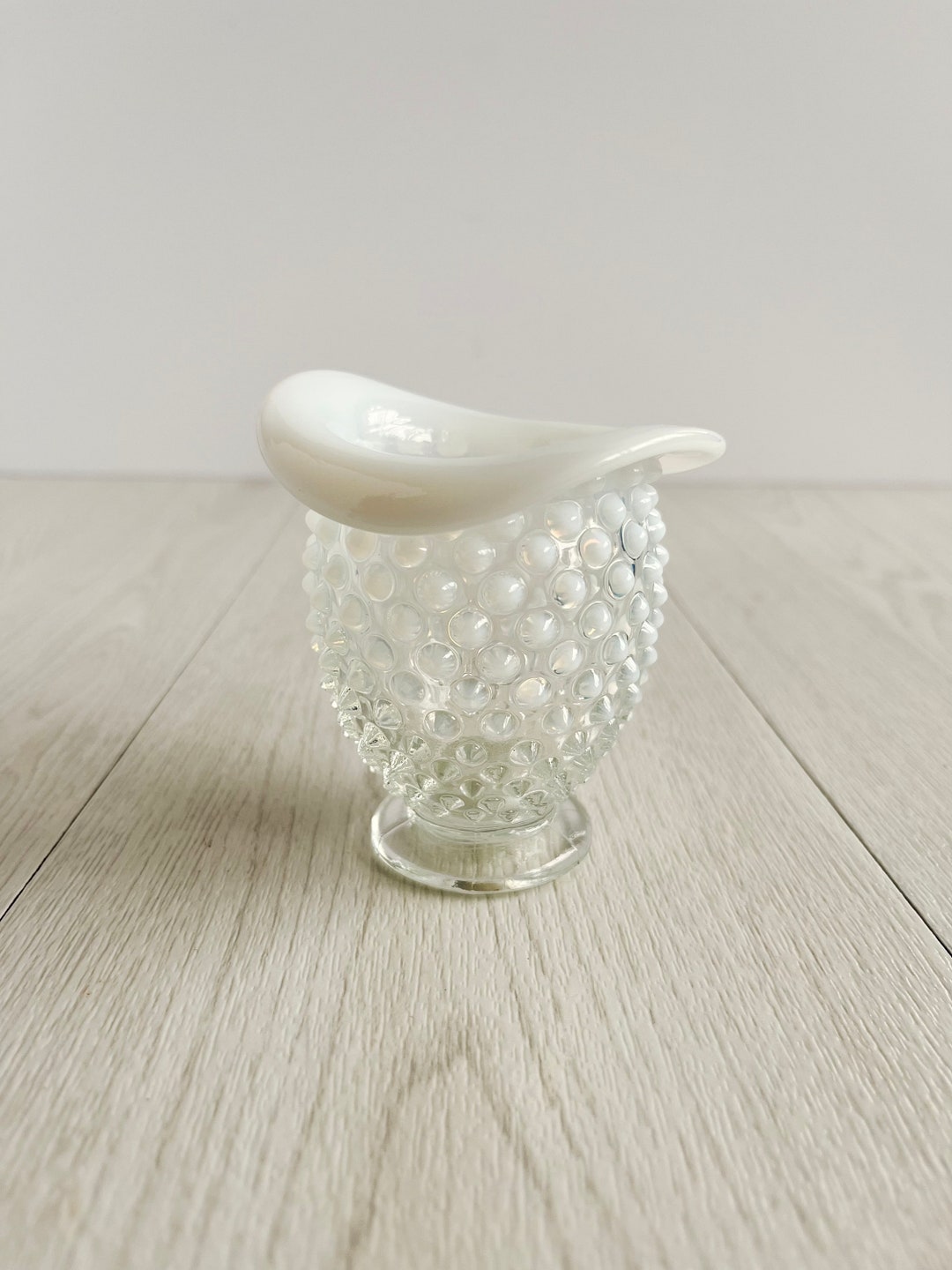 1950's White Clear Fenton Hobnail Glass Miniature Vase - Etsy