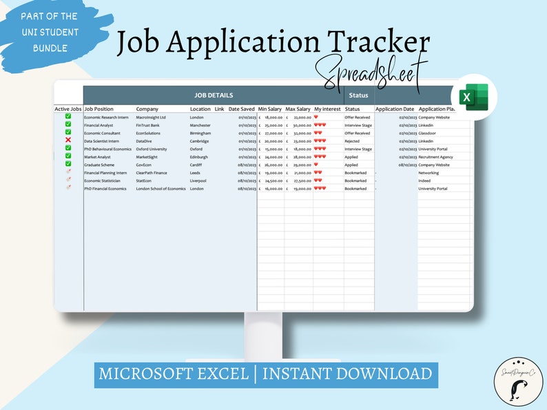 Job Application Tracker Career Progress Monitor Interview Organizer ...