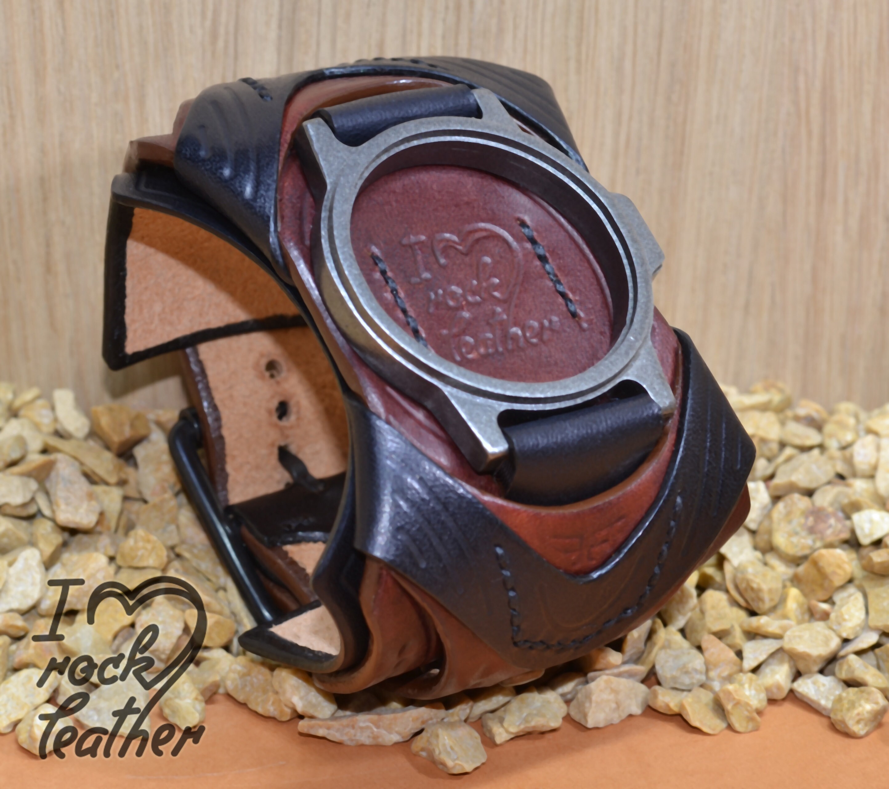 Luxury Personalized Leather Cuff With Skull Watch, Skeleton Watch ...