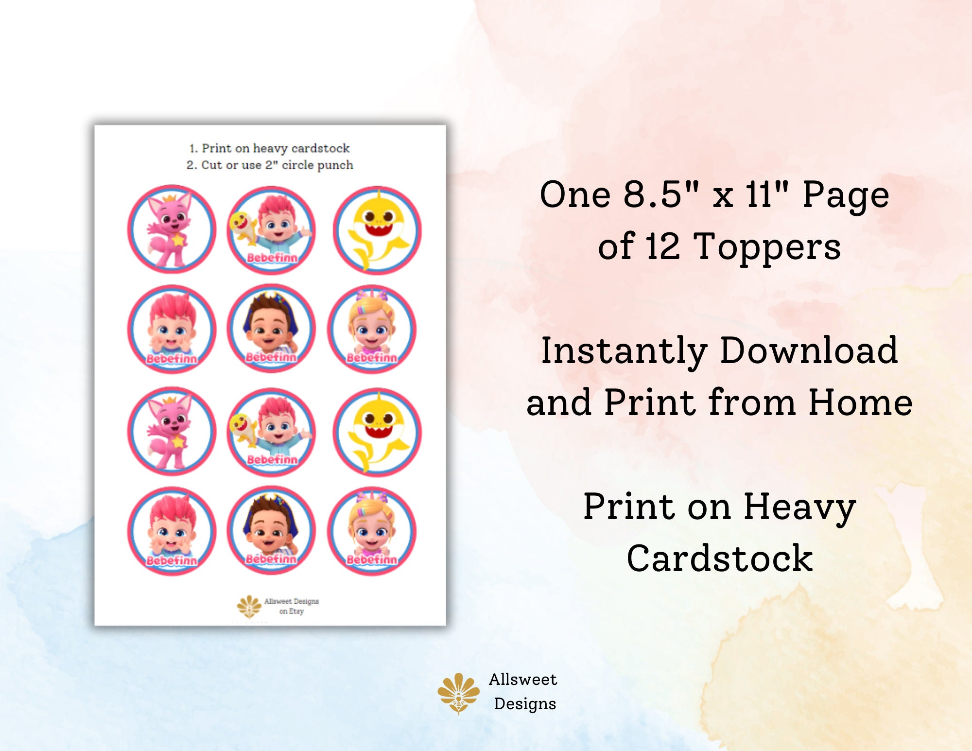 Printable Bebefinn Cupcake Toppers Etsy