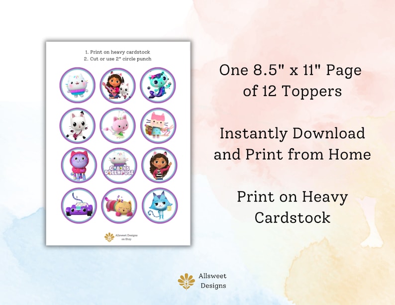 Printable Gabby's Dollhouse Cupcake Toppers - Etsy