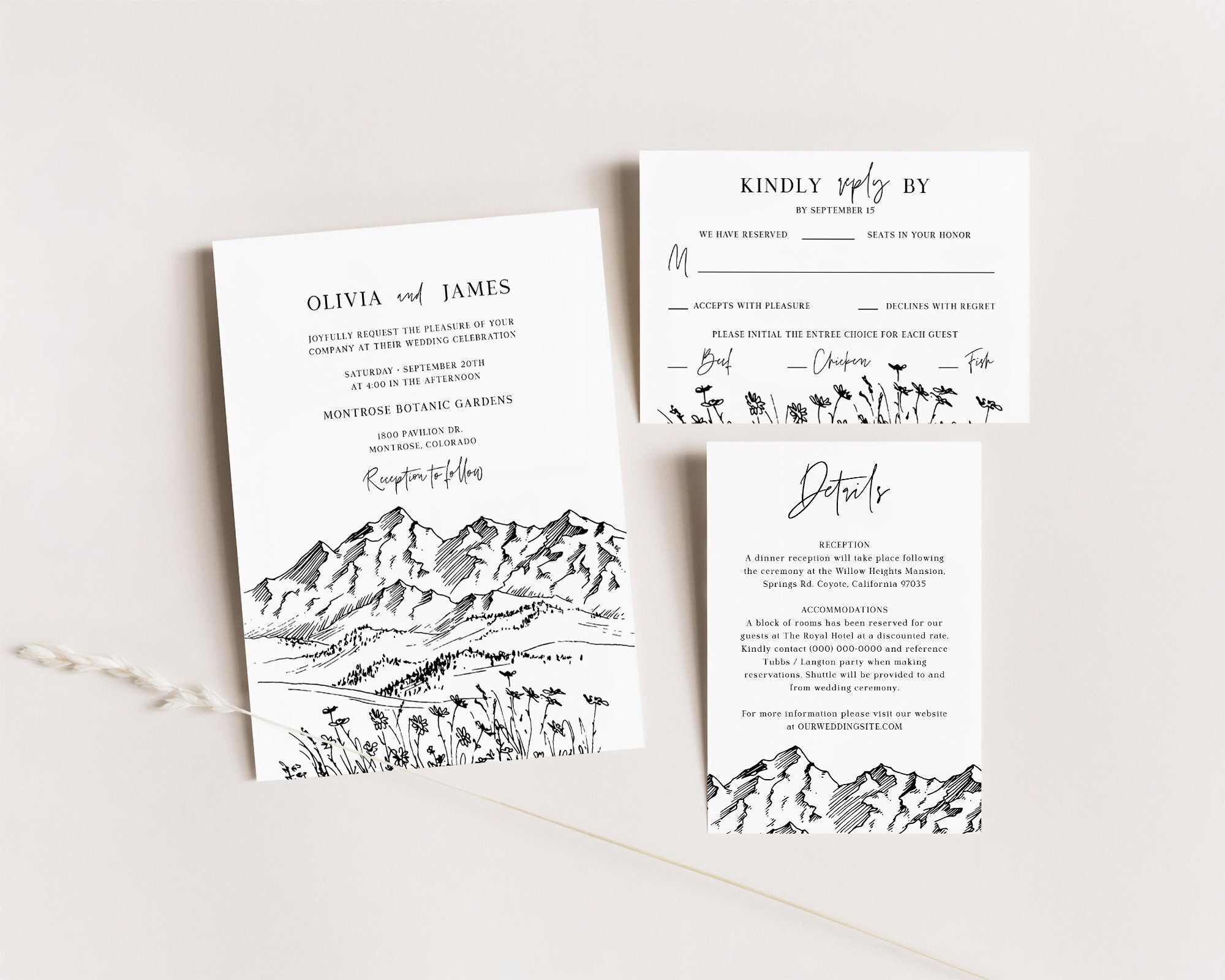 Mountain Range Wedding Invitation Suite Template Ranch - Etsy