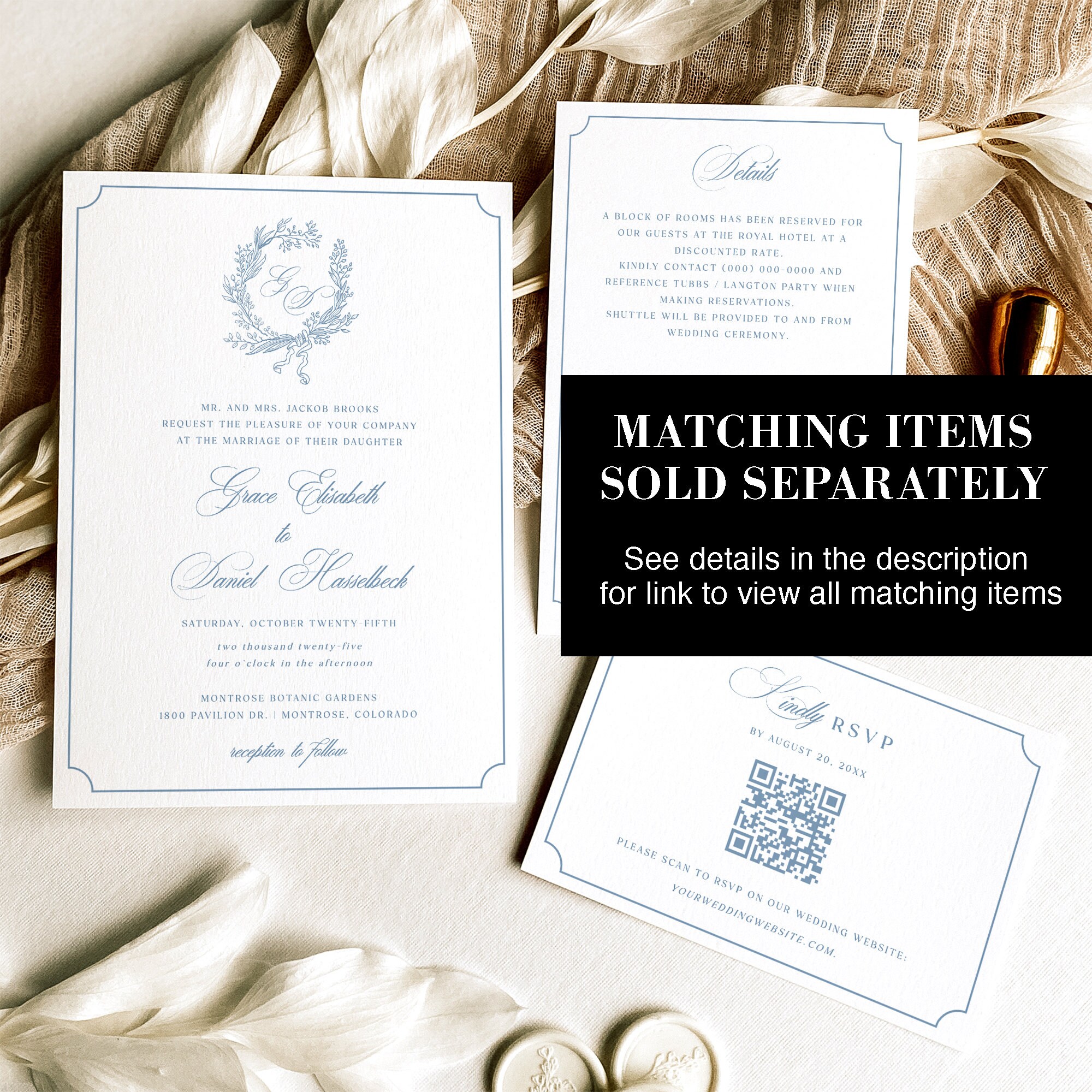 Wedding Ceremony Program Template With Initial Crest Editable Dusty ...