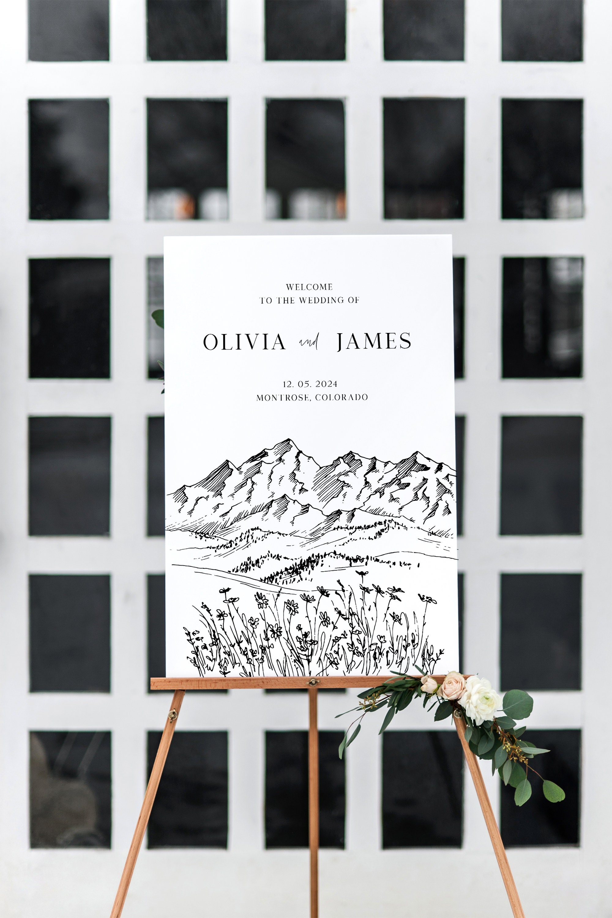 Mountain Range Wedding Welcome Sign Template Ranch Wedding Party Decor ...