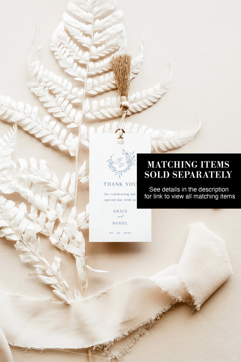 Dusty Blue Bi-fold Wedding Program Template 4 Pages Monogram - Etsy