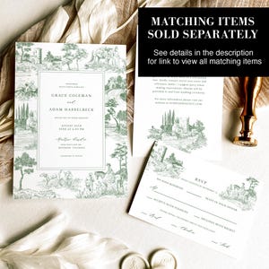 Green Toile De Jouy Wedding Invitation Template Old French Frame Invite ...