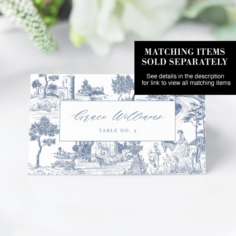 Toile Wedding Invitation Suite Template - Dusty Blue Invite Details ...