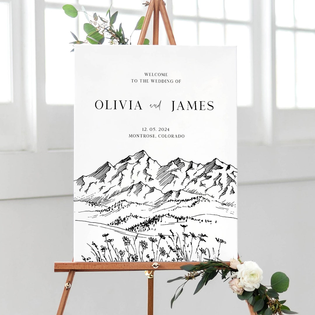 Mountain Range Wedding Welcome Sign Template Ranch Wedding Party Decor ...
