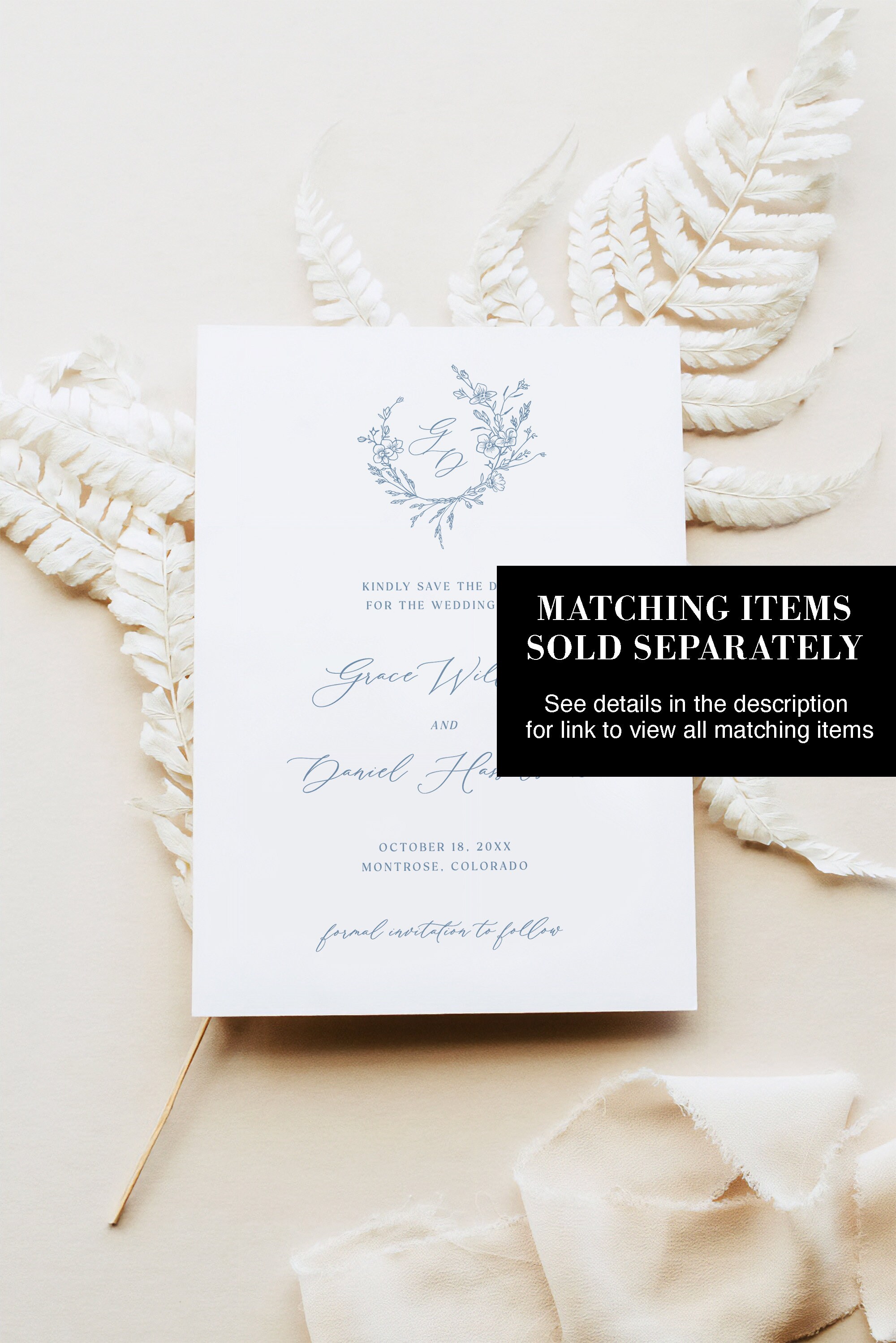 Dusty Blue Wedding Initial Crest Thank You Tag Template Monogram Logo ...