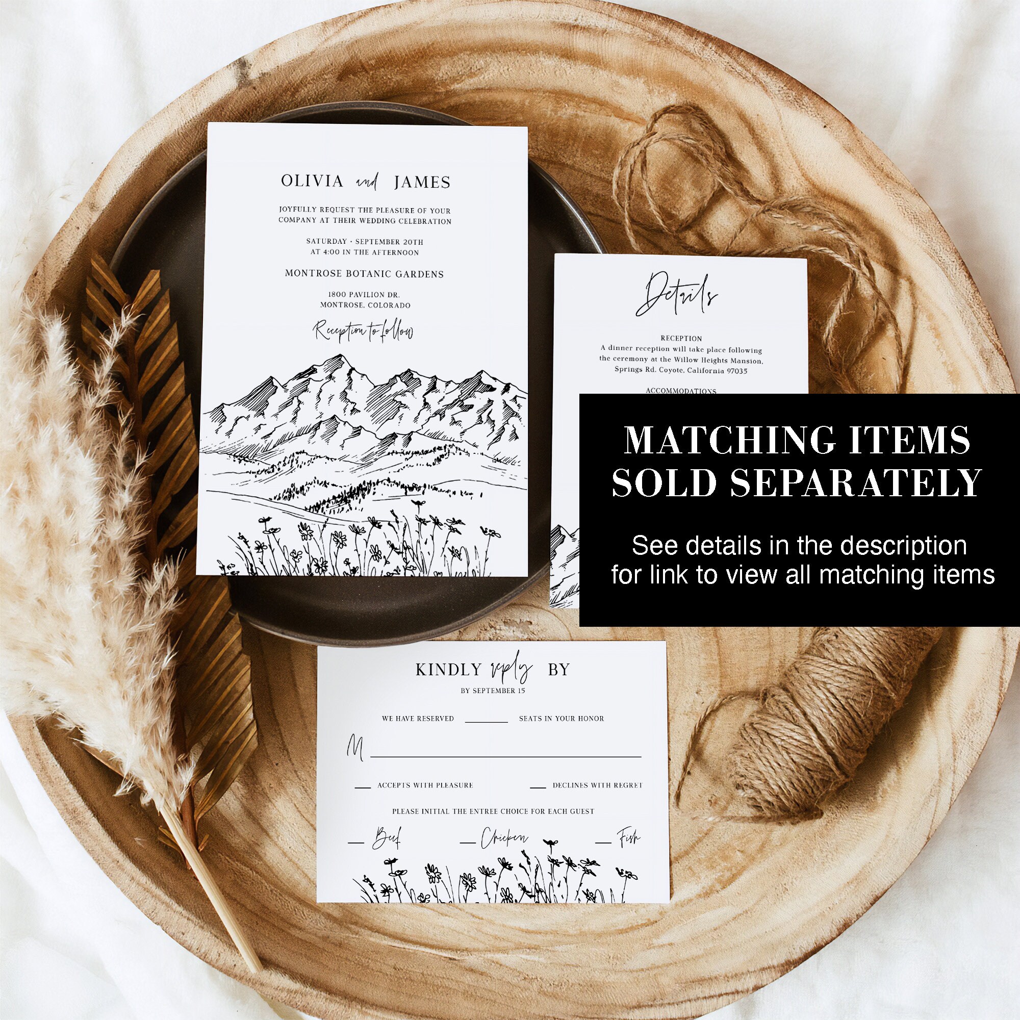 Mountain Range RSVP Card Template Ranch Wedding Response Card Editable ...