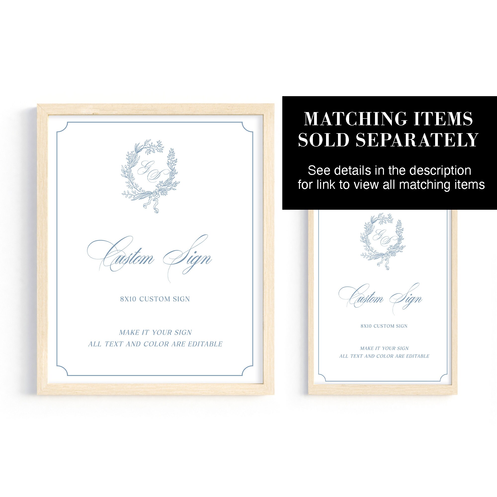 Vintage Bi-fold Wedding Program Template Initial Crest, Dusty Blue 4 ...