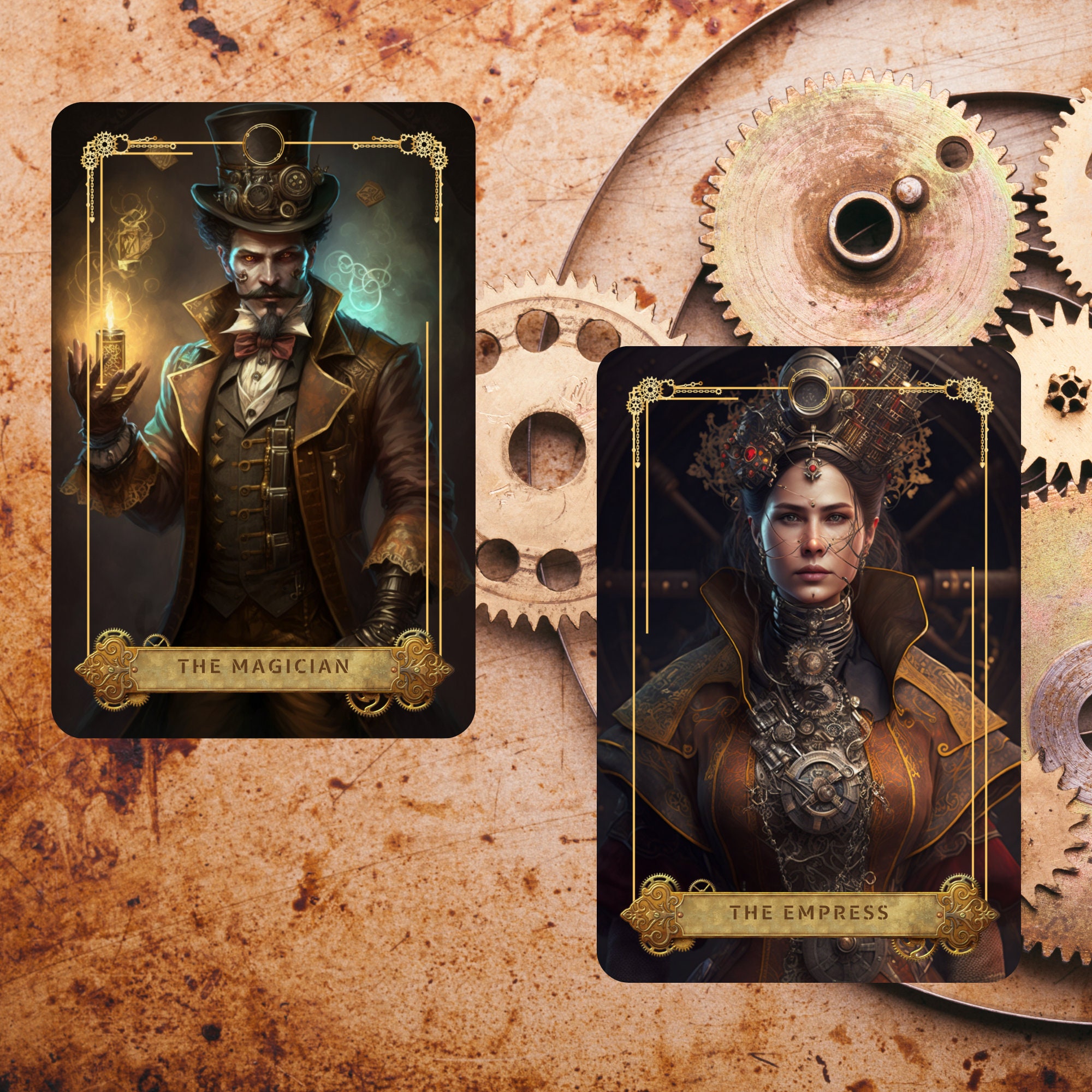 Steampunk Tarot Deck: 78 Card Set With Guidebook - Etsy