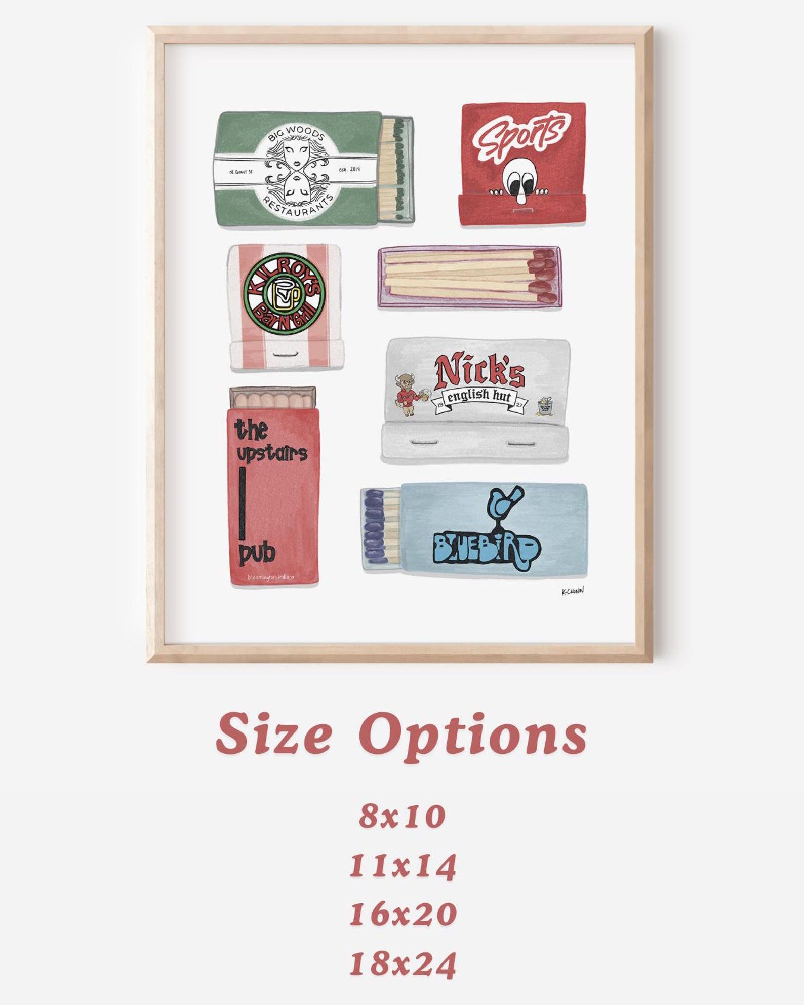 Indiana Matchbook Art Print, University Decor, Bloomington Bars, Unique ...