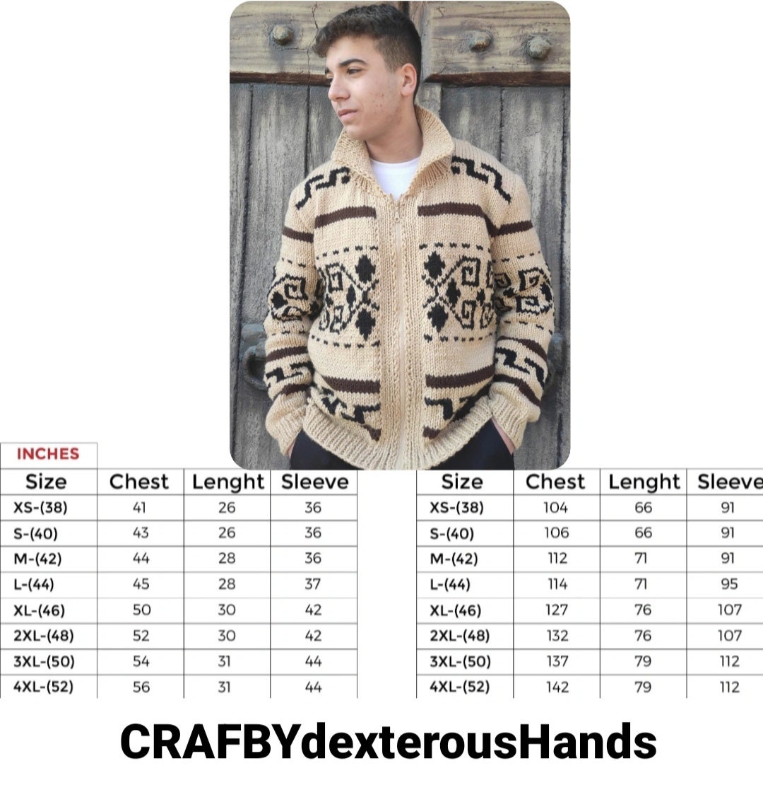 Big Lebowski Cardigan Dude Style Sweater Hand Knit Wool Cowichan Style ...