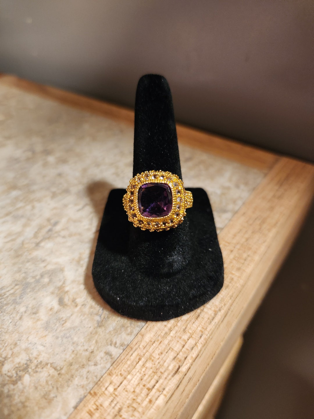 Vintage 925 UTC Gold Tone Set With Amethyst Color - Etsy