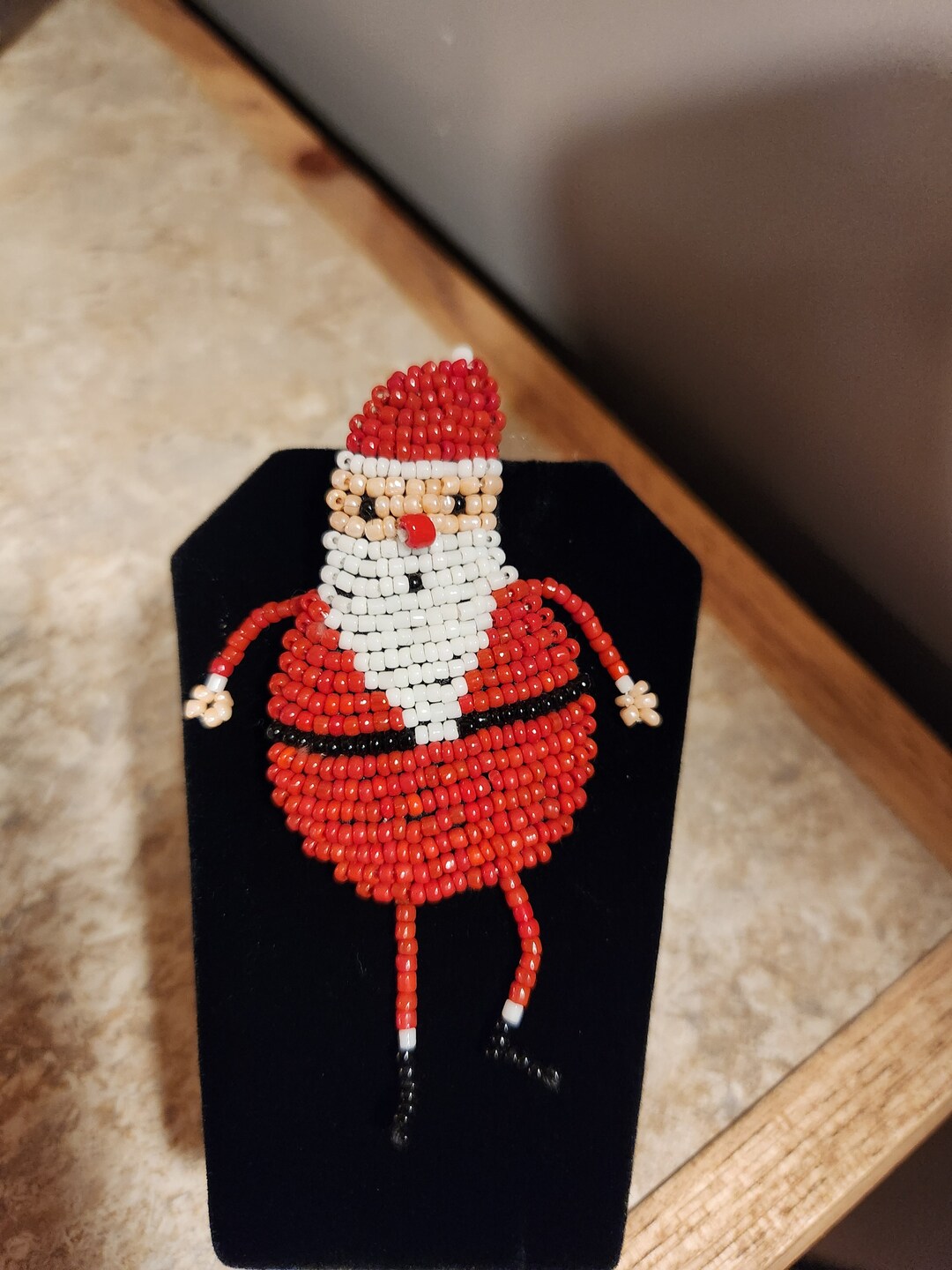 Vintage Artesian Glass Bead Santa Brooch Pin - Etsy