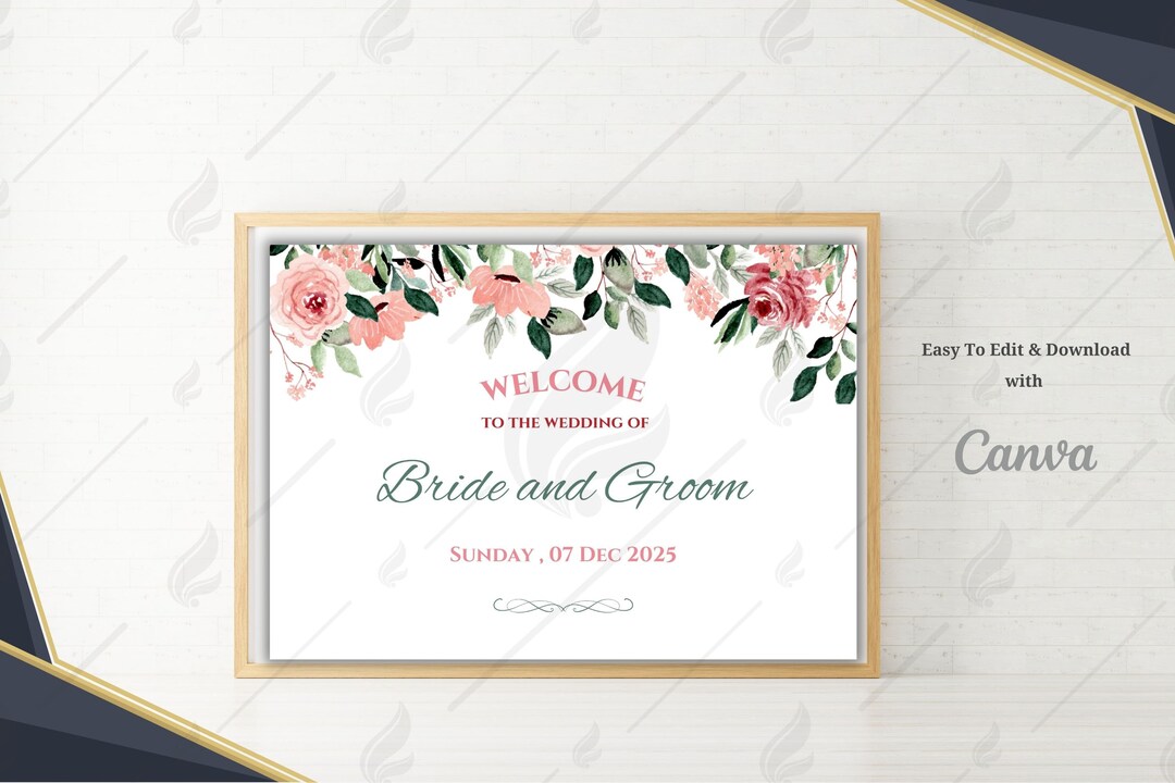 Horizontal Welcome Wedding Sign Template Canva Template - Etsy