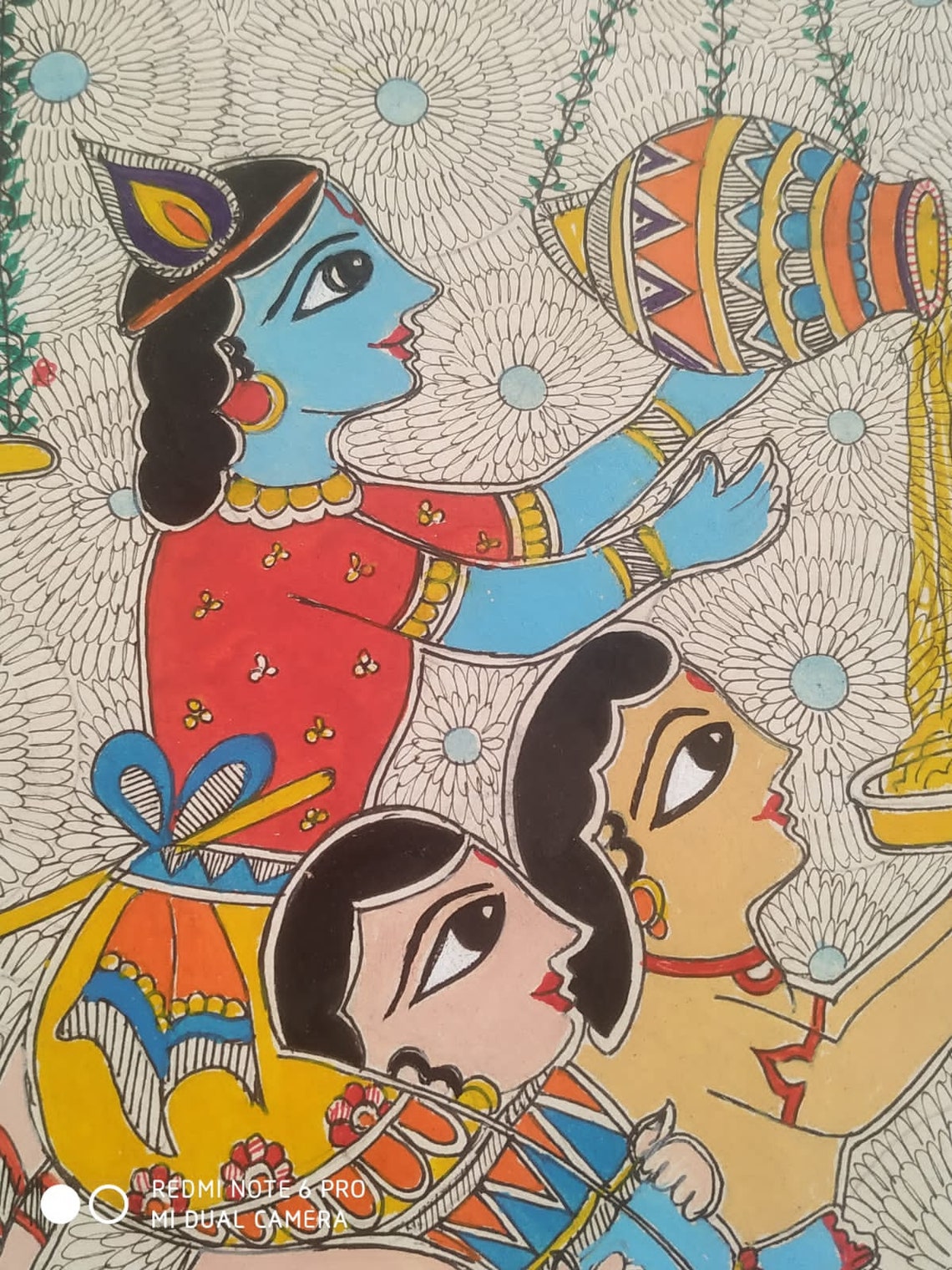 Krishna Bal Leela Makhan Chor Madhubani Painting - Etsy