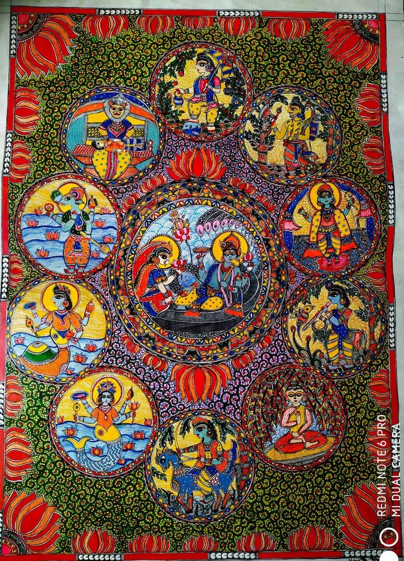 Dashavatar Lord Vishnu, Original Hand Painted - Etsy