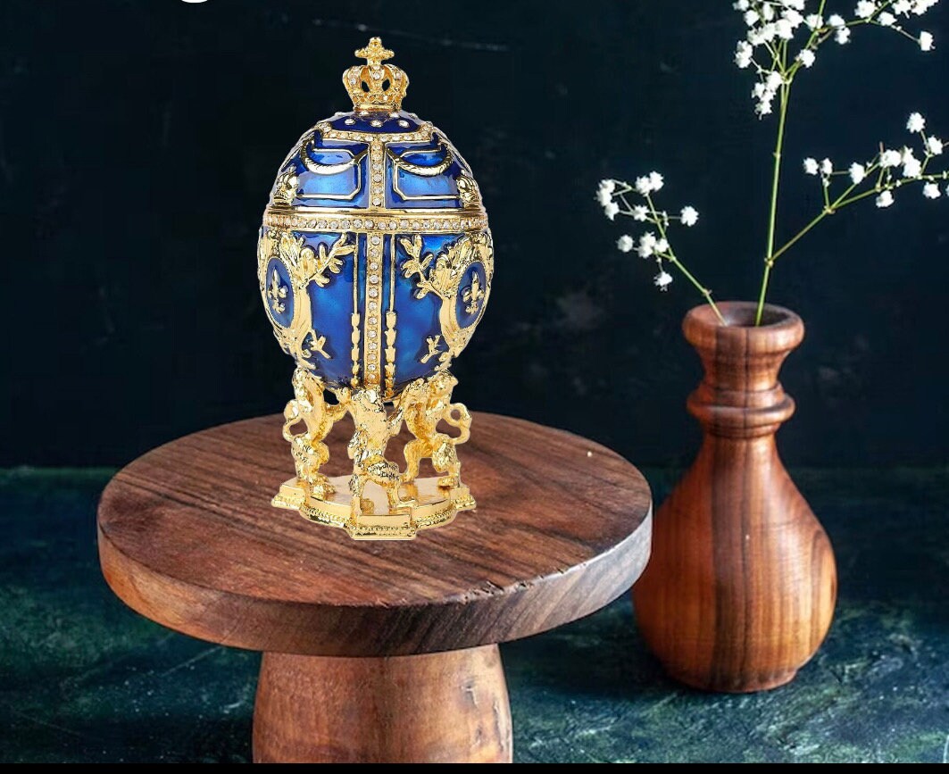 Royal Regal Color Looking New Faberge Type Imperial Egg. This is a Navy ...