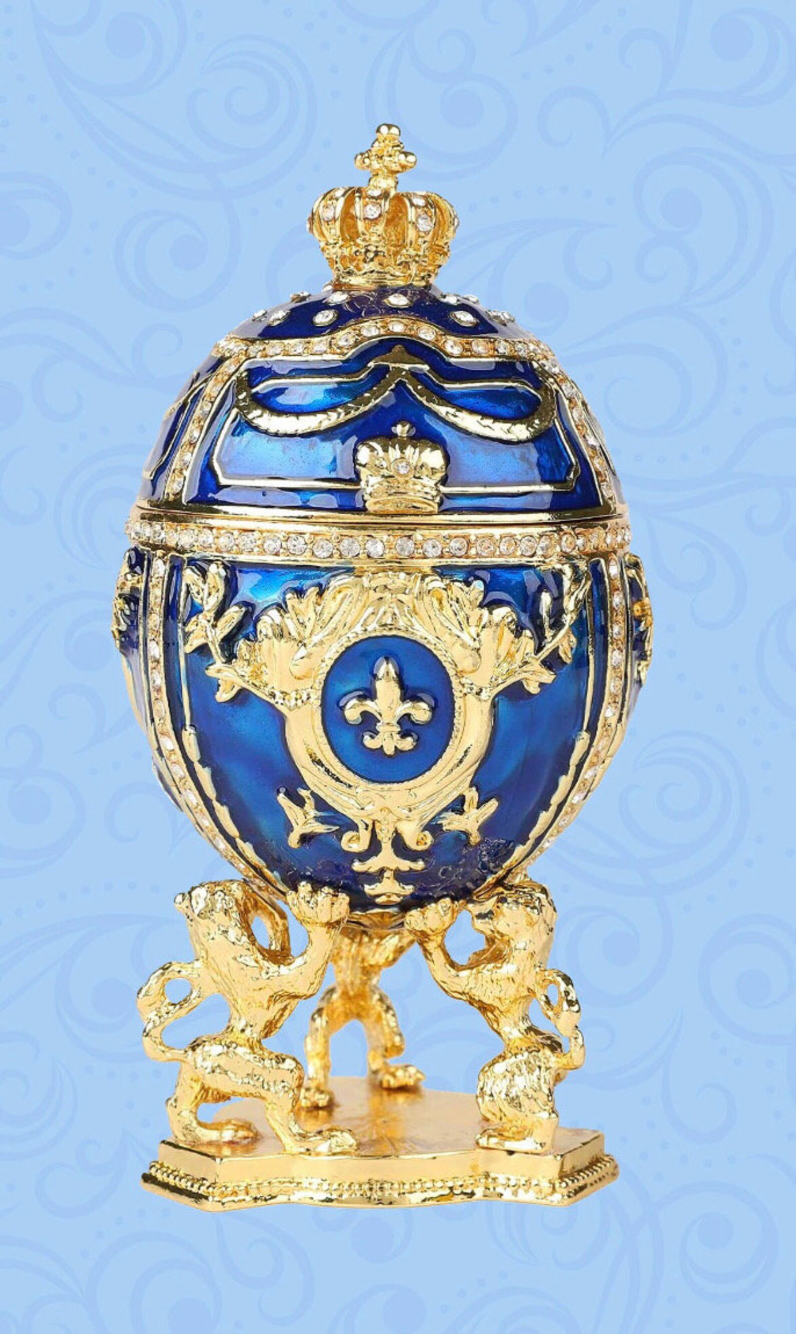 Royal Regal Color Looking New Faberge Type Imperial Egg. This is a Navy ...