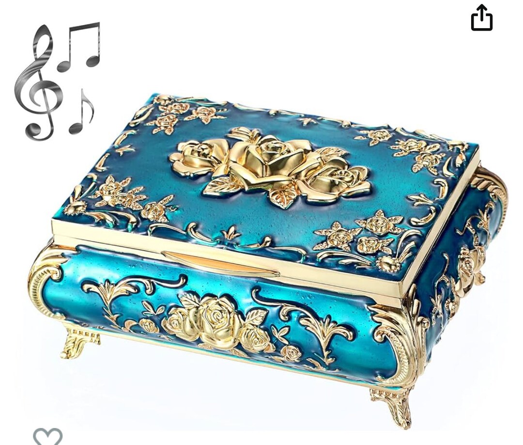 Music Box Blue and Gold Rose Plays You Are My Sunshine. It is 5 X 3.75 ...