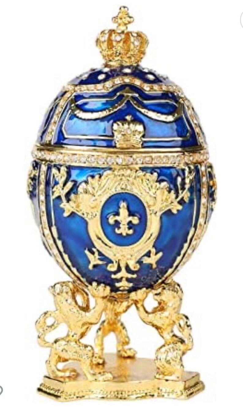 Royal Regal Color Looking New Faberge Type Imperial Egg. This is a Navy ...