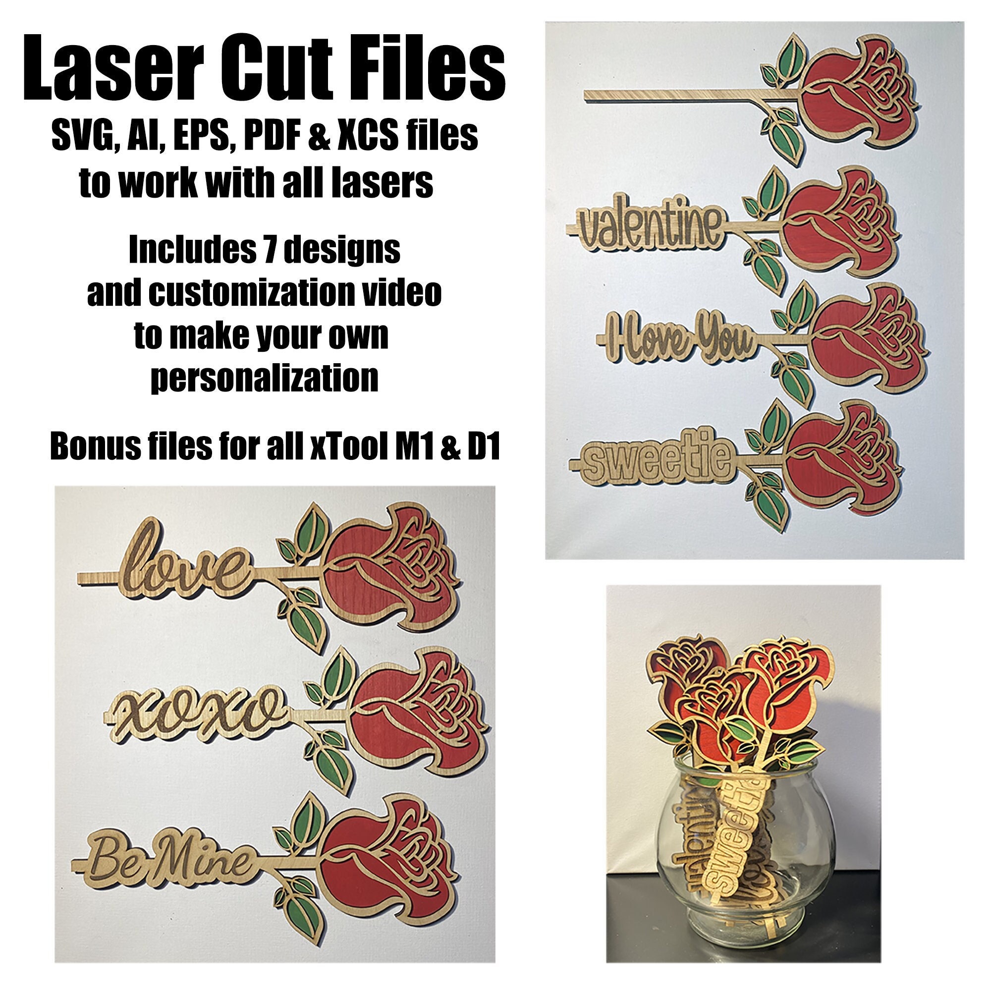 Rose Laser Cut File for Xtool m1&d1glowforge or Any Laser - Etsy Canada