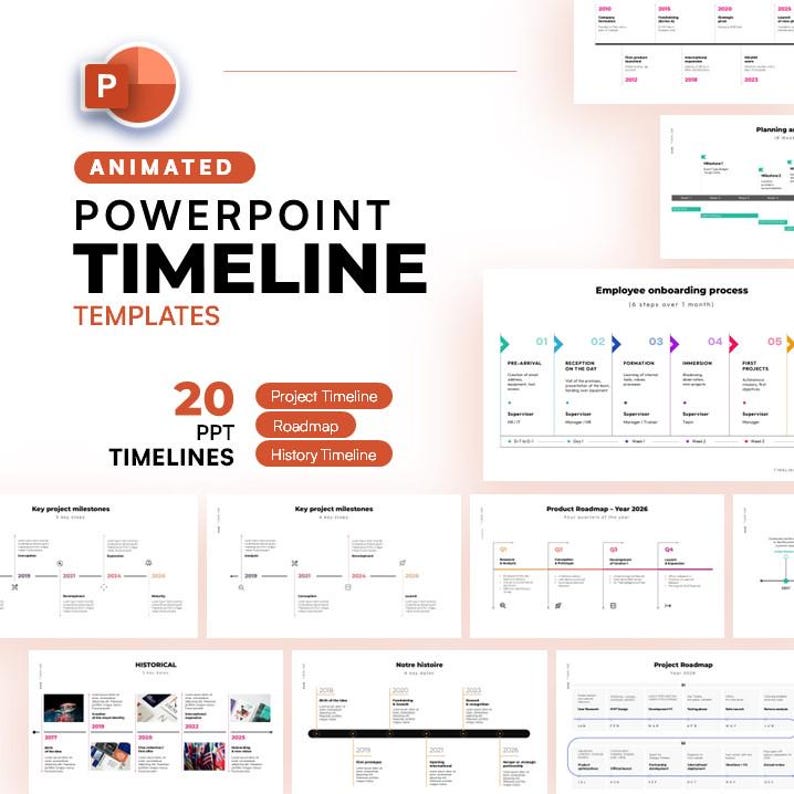 Animated Powerpoint Timelines Bundle | 20 Premium PPT Timelines ...