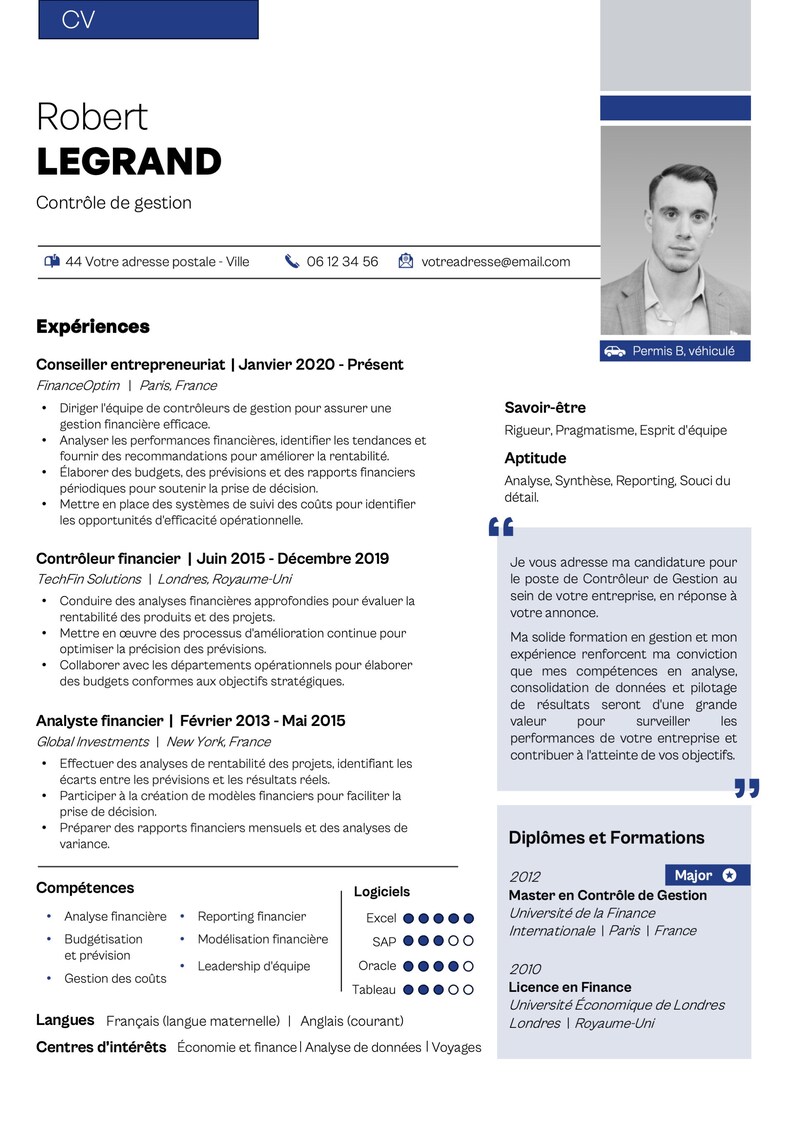 French CV 2023 With Photo, Professional Creative CV Template, Elegant ...