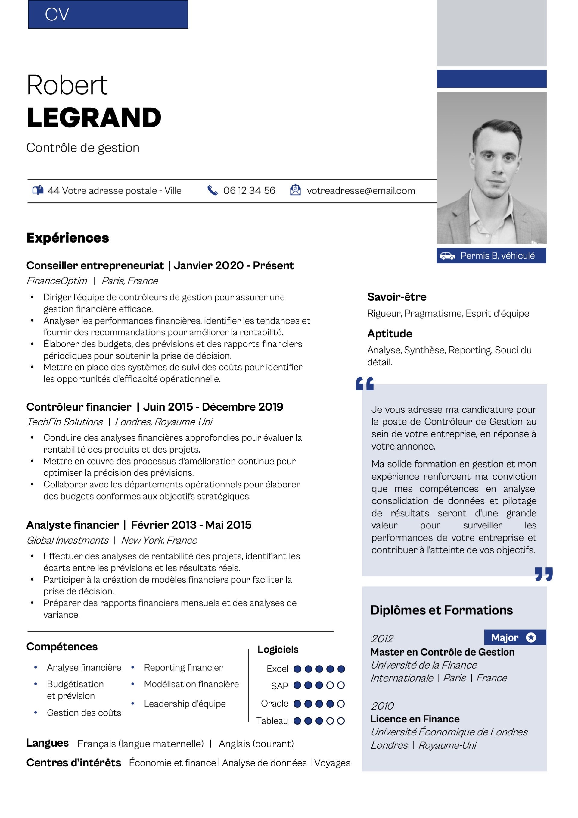 French CV 2023 With Photo, Professional Creative CV Template, Elegant ...