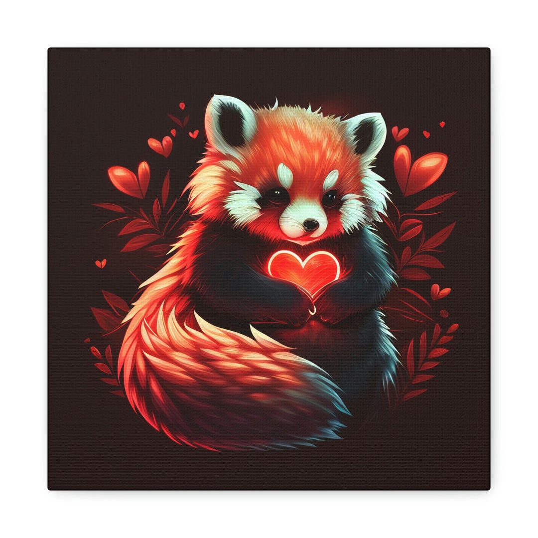 Red Panda Valentines Canvas Gallery Wraps - Etsy