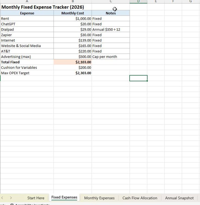 Business Cash Flow Allocation Calculator | Excel Spreadsheet for ...