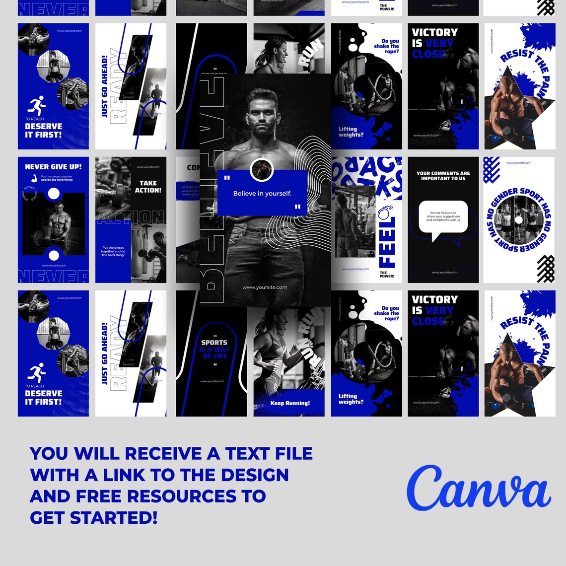 15 Fitness Instagram Story Templates Canva Social Media Story for Gyms ...