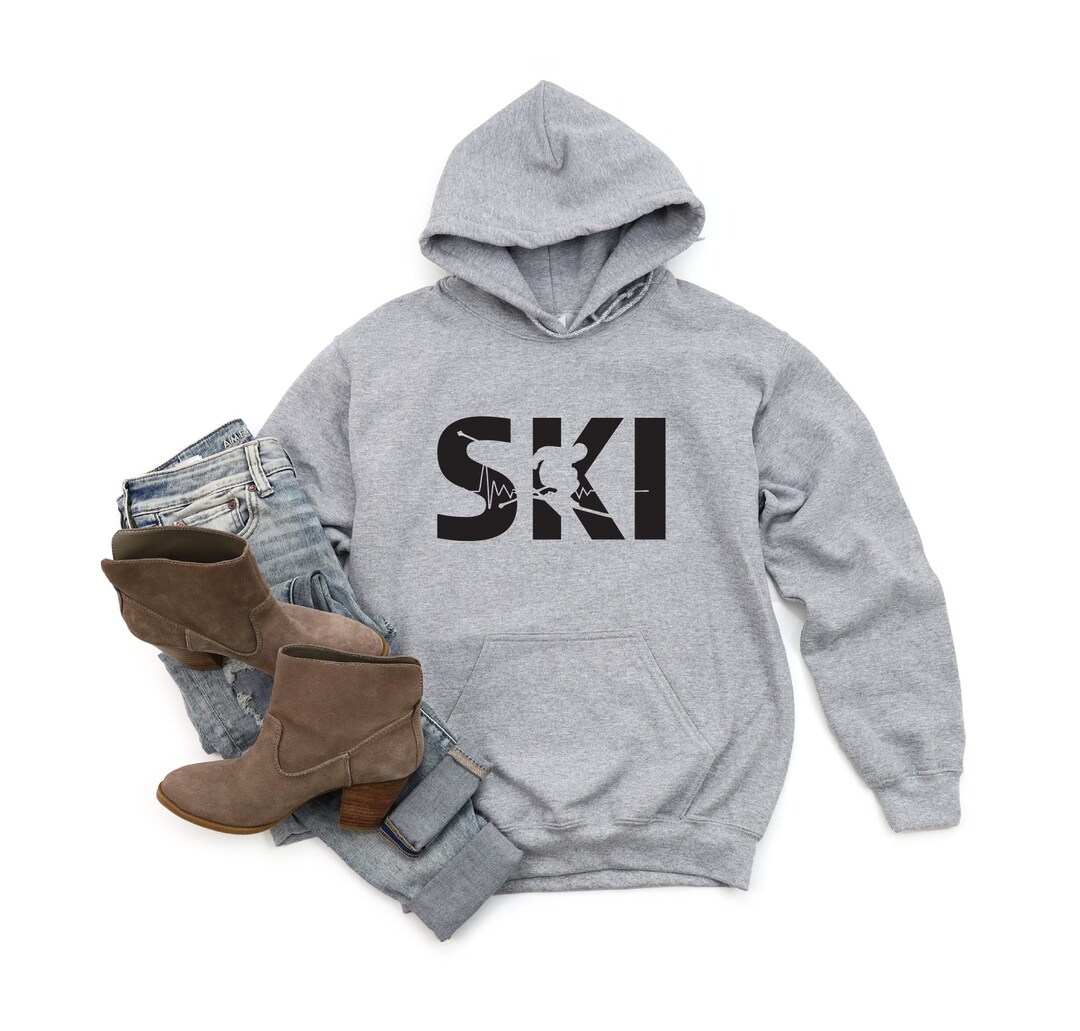 Ski Heartbeat Hoodie, Snowboarding Hoodie, Winter Sports, Skiing Hoodie ...