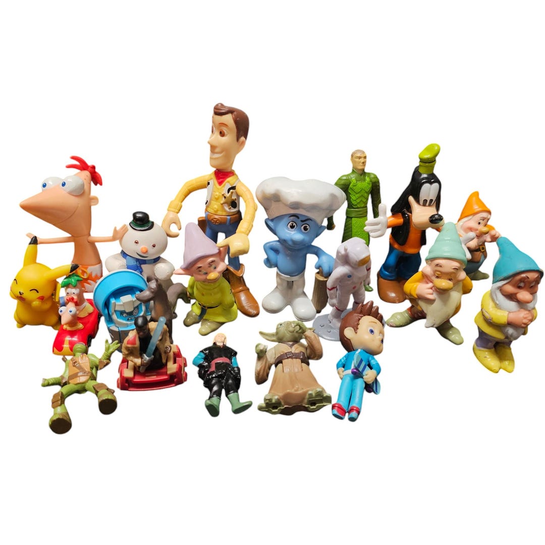 Disney Mixed Cartoon Movie Characters Toys Figures Vintage Newer Bundle ...