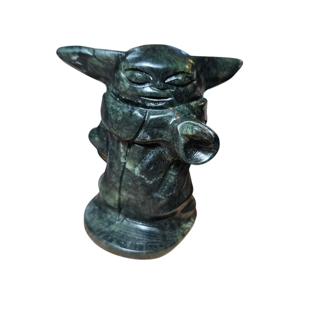 Star Wars Green Jade Carved Crystal Stone Yoda - Etsy