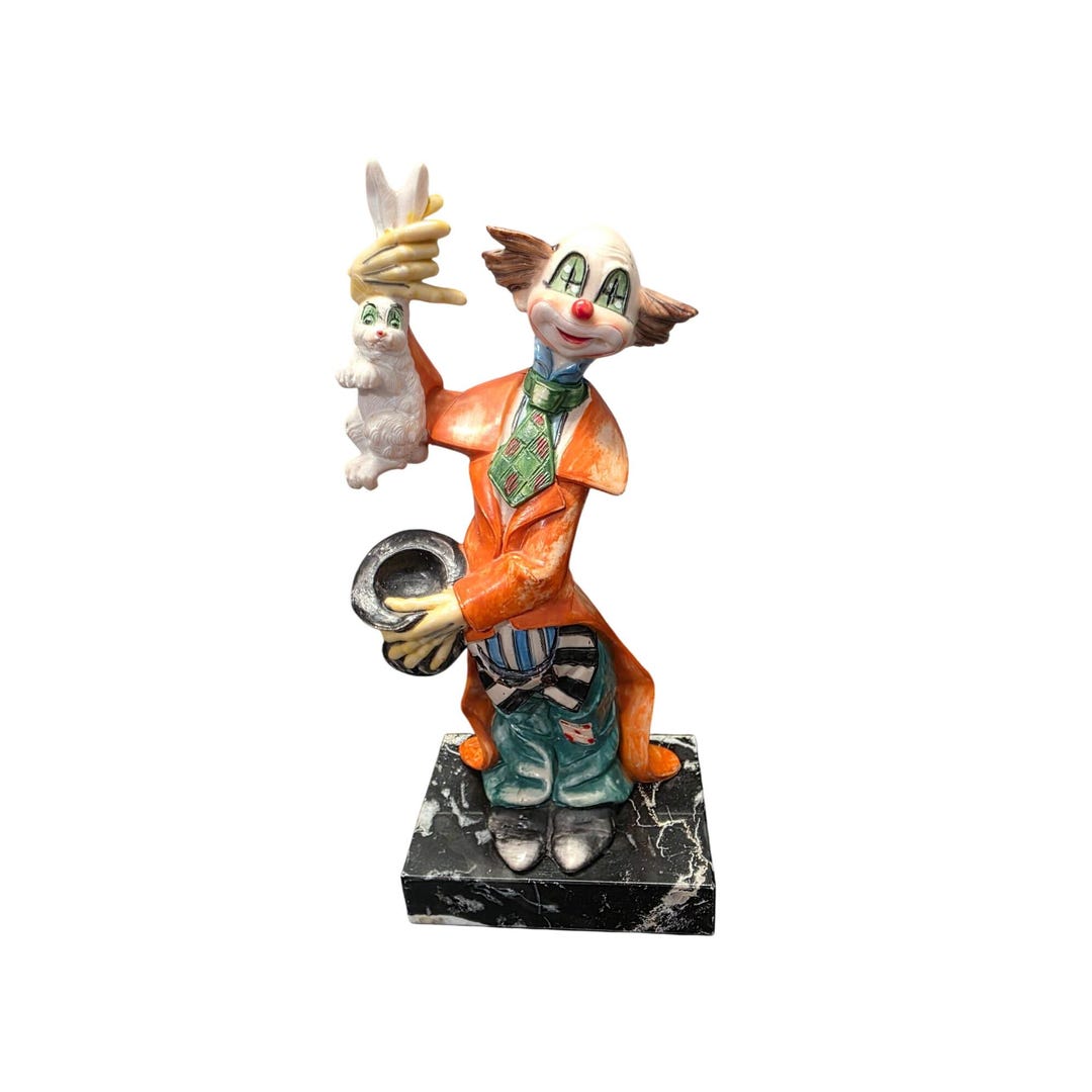 Vintage Fontanini Clown /easter Rabbit Depose 942 Carrara Marble Italy ...