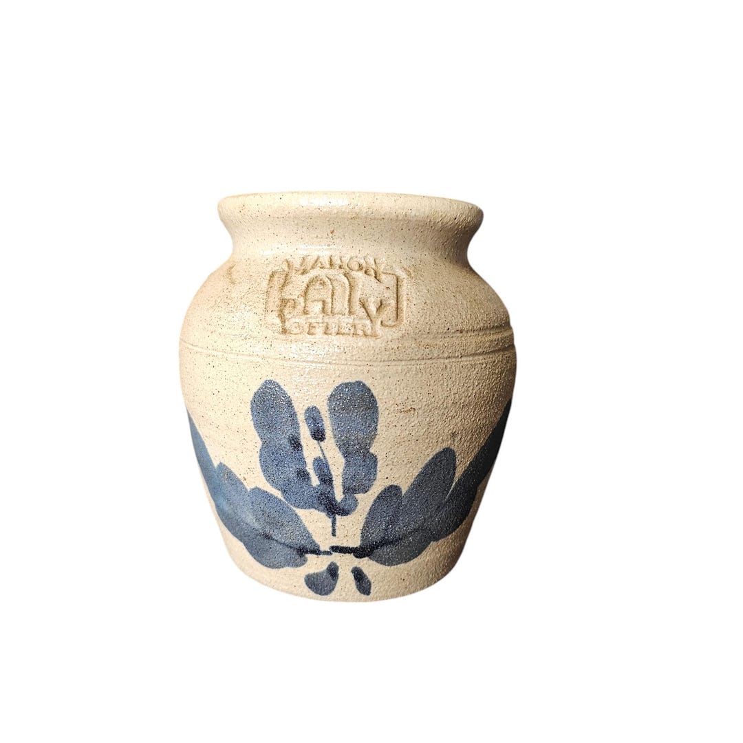 Vintage Mahon Pottery Stoneware Crock Blue Flowers Vase Pot - Etsy