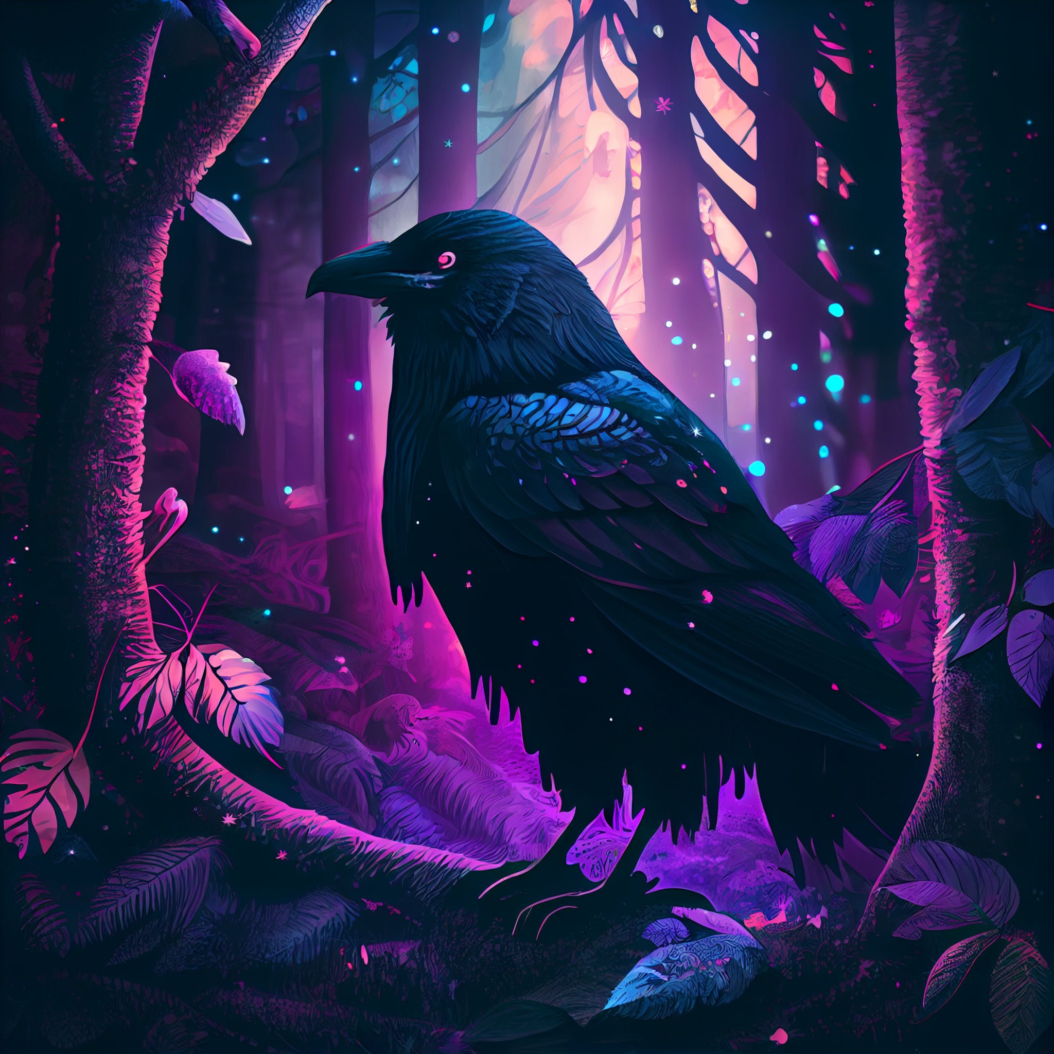 Magical Raven Art Print, Printable Typographical Art, Digital Download ...