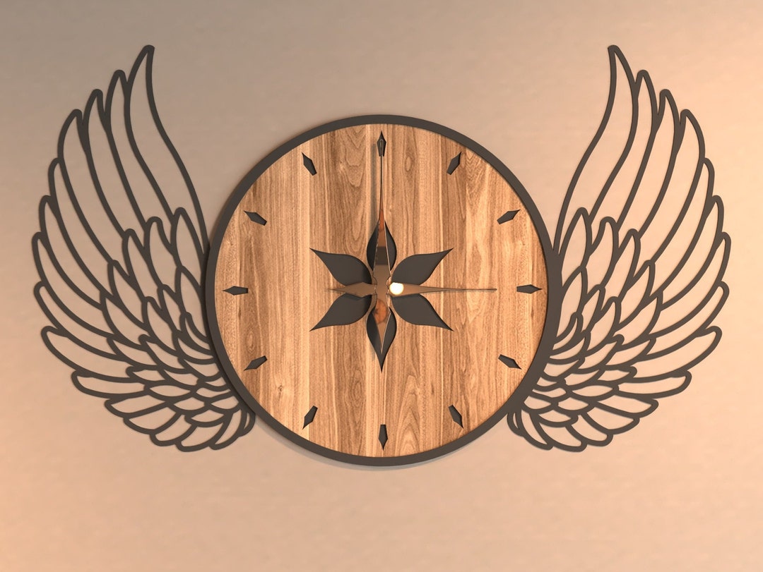 Digital Files | Multi Layer Angel Wings Wall Clock SVG DXF DWG Files ...