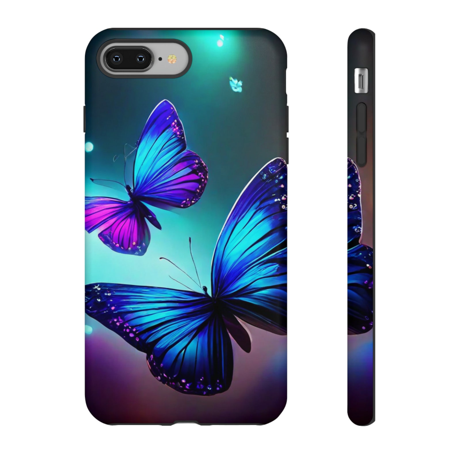 Neon Blue and Purple Butterflies Tough Phone Cases, Butterfly Lovers ...